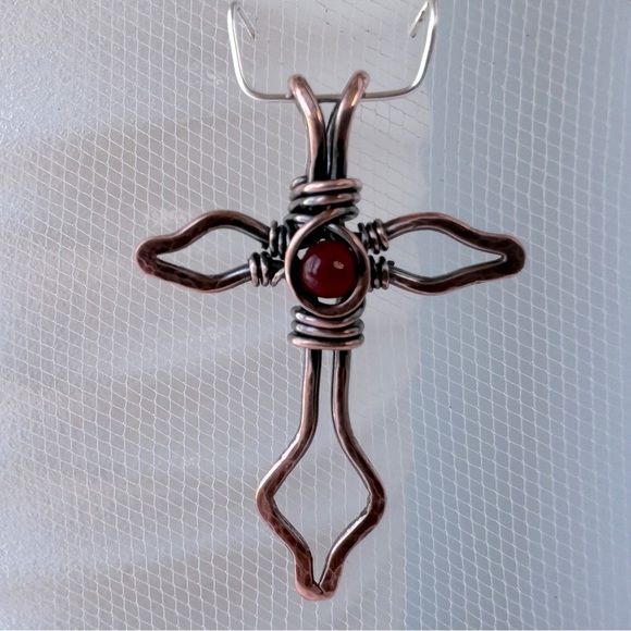 Artisan | Jewelry | Hammered Copper Wire Wrap Cross Necklace With ...